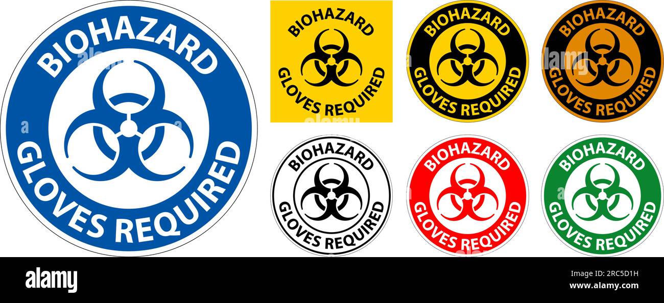 Biohazard Warning Label Biohazard Gloves Required Stock Vector Image ...