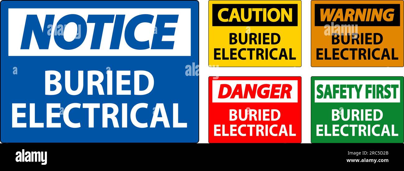 Danger Sign Buried Electrical On White Bacground Stock Vector Image ...