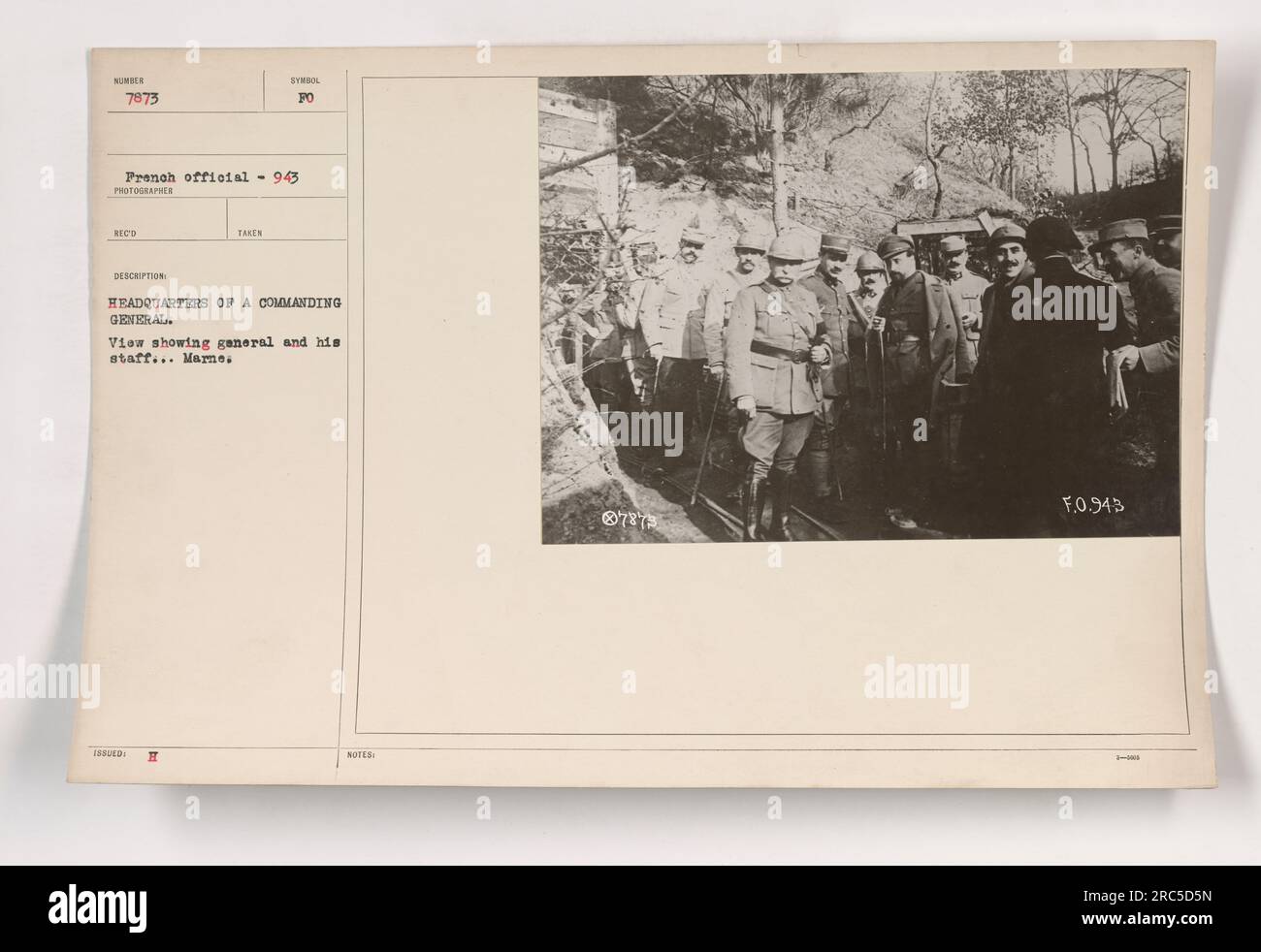 A commanding general and his staff at headquarters during World War One ...