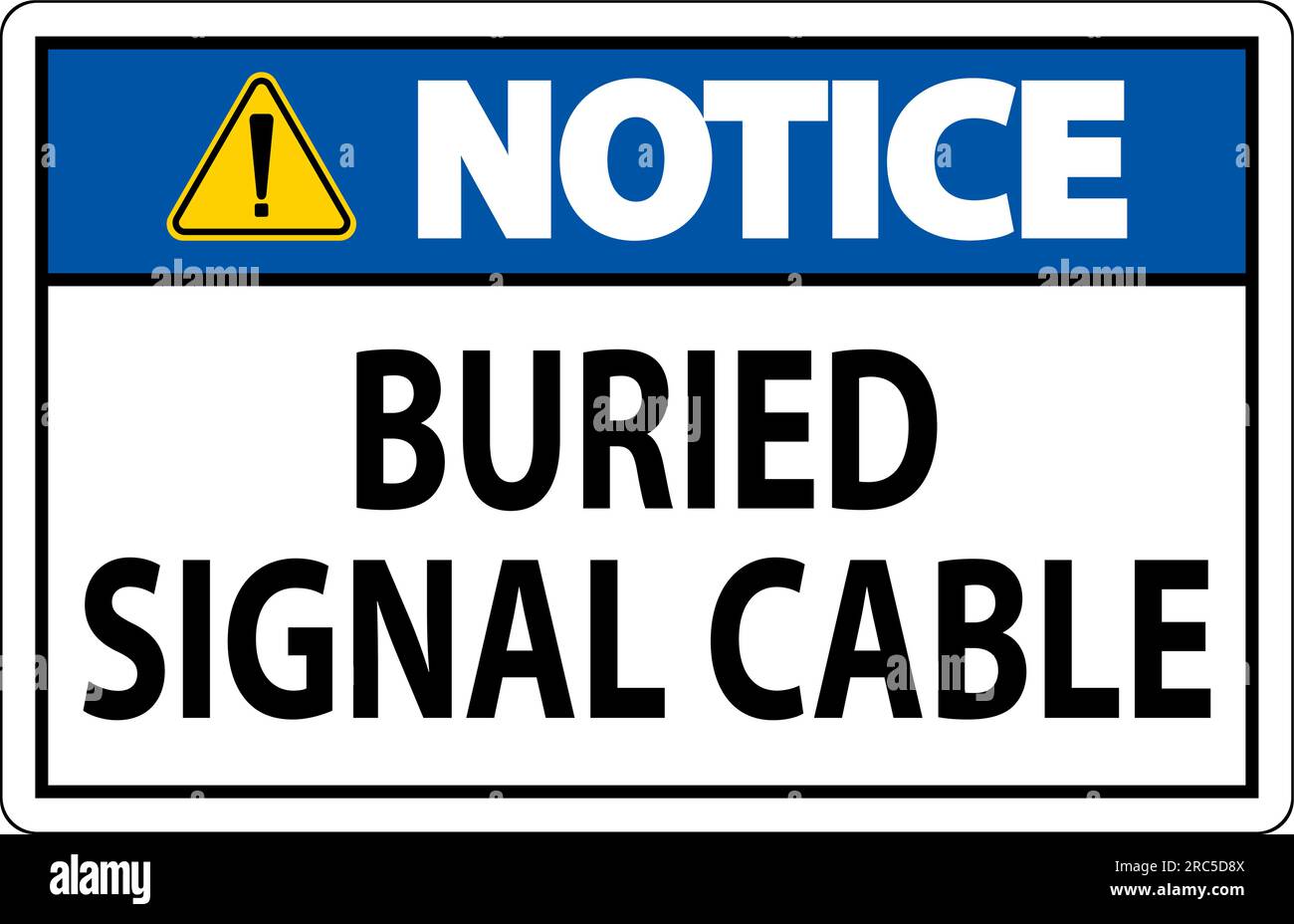 Notice Sign Buried Signal Cable On White Bacground Stock Vector Image ...