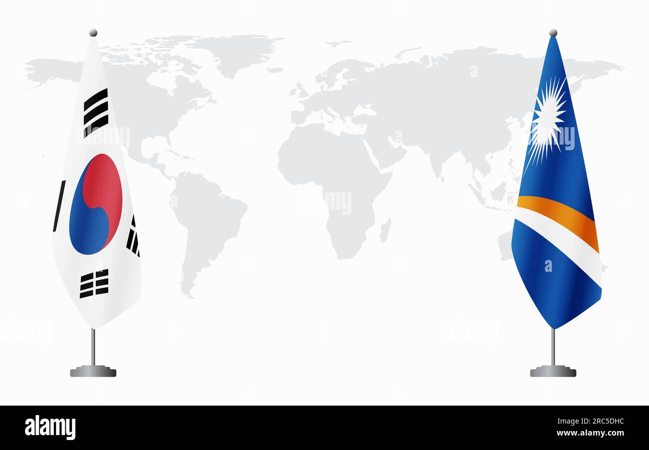 South Korea and Marshall Islands flags for official meeting against ...