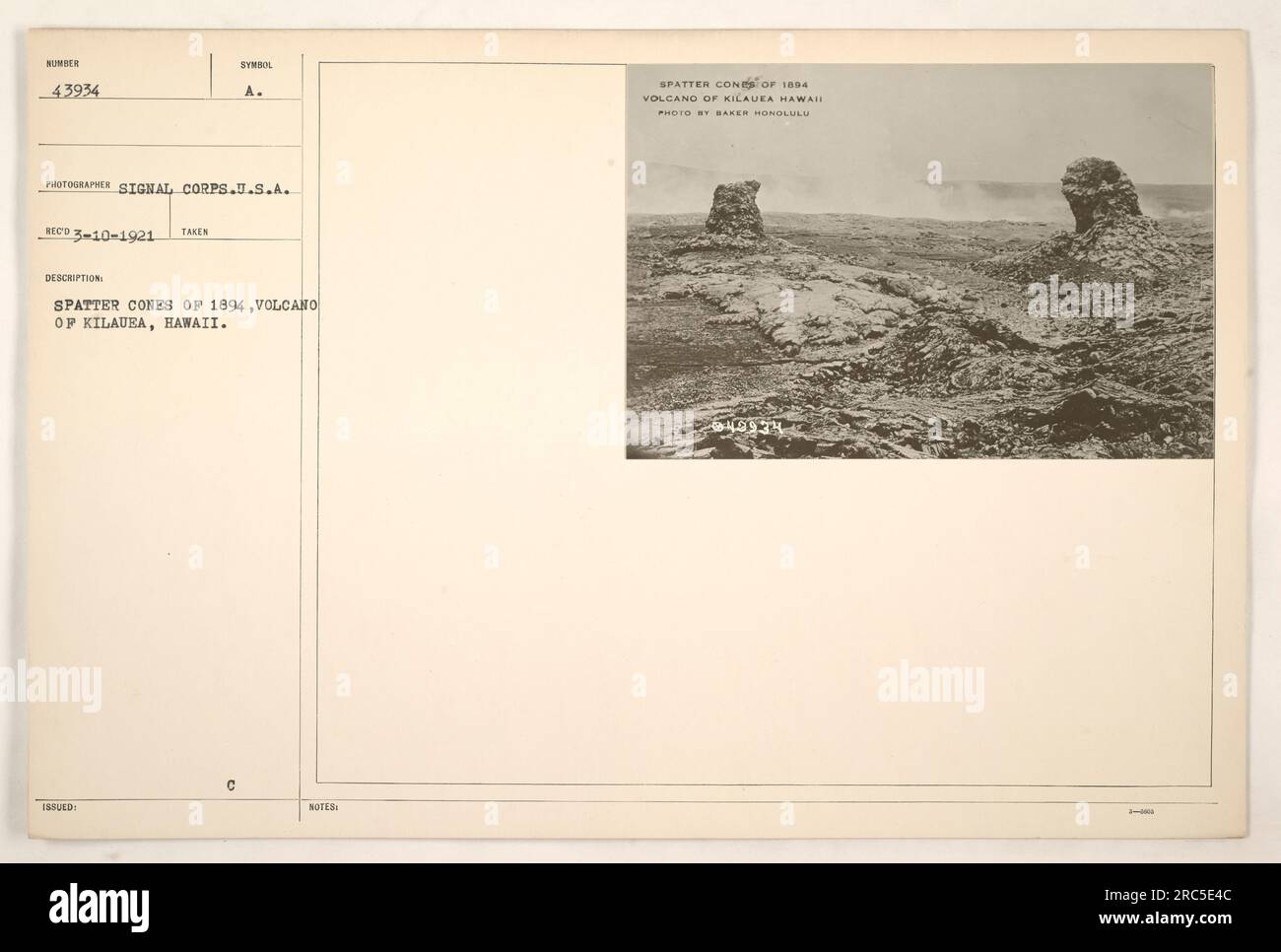 Photograph showing spatter cones of the 1894 volcano on Kilauea, Hawaii ...