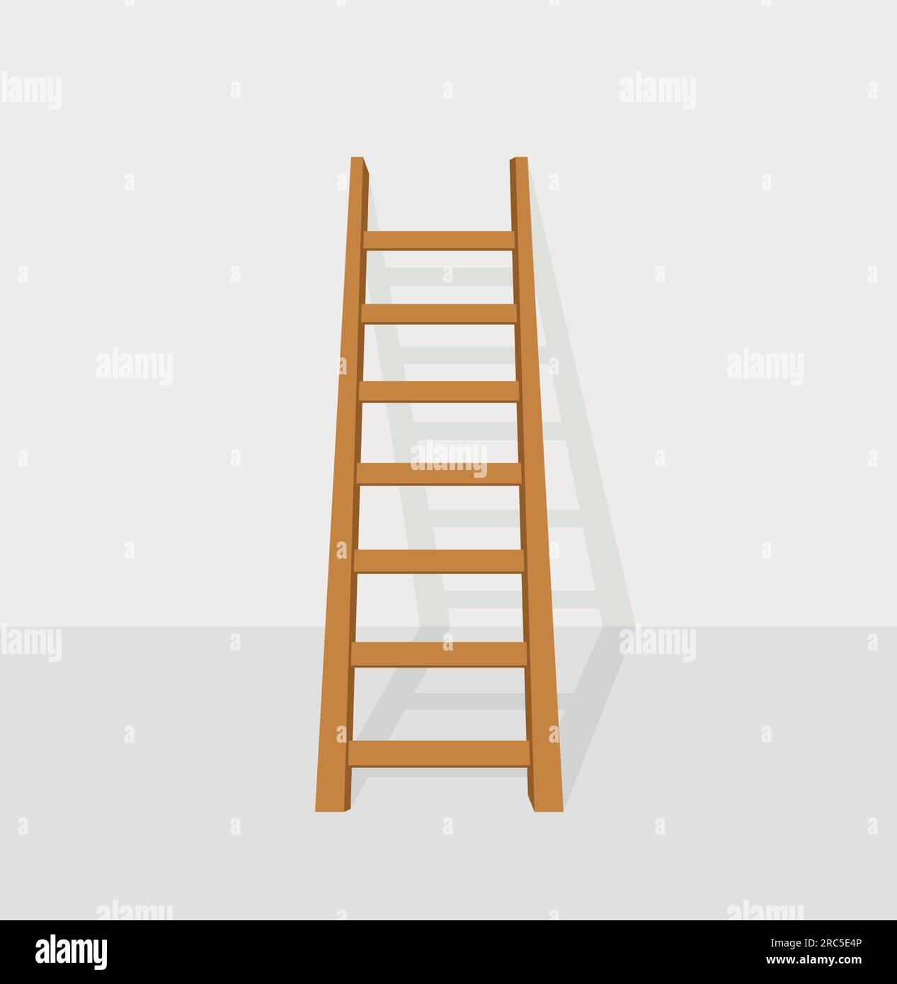 Illustration of a ladder leaning against a gray wall Stock Vector Image ...