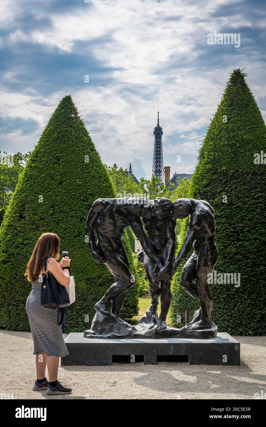 The Three Shades bronze sculpture in the garden of the Rodin Museum ...