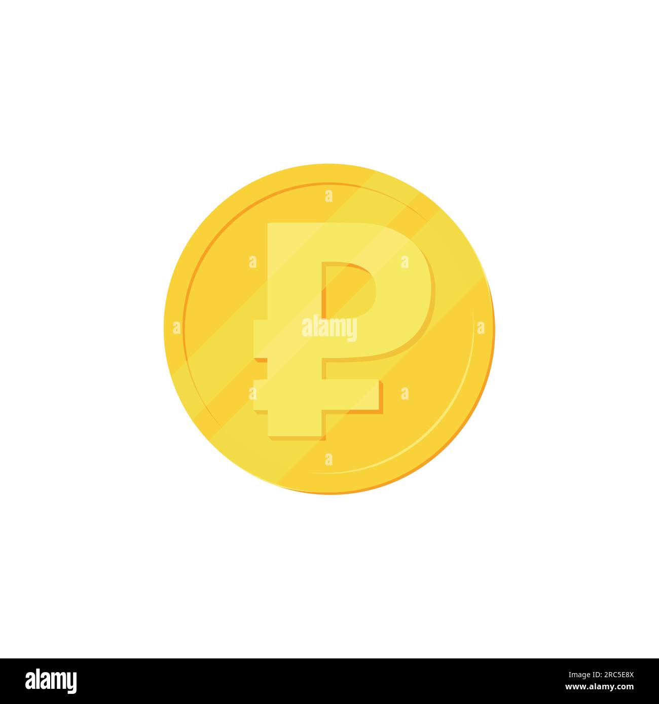 Rouble, ruble currency gold coin. Russian symbol. Vector illustration ...