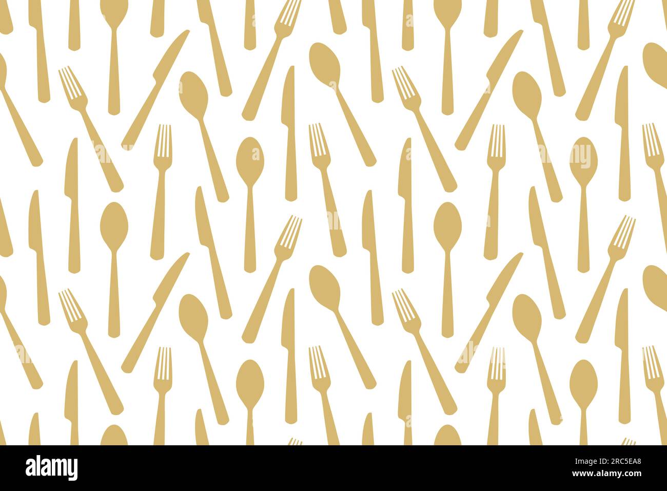 golden seamless cutlery pattern: spoon, knife and fork; kitchen ...