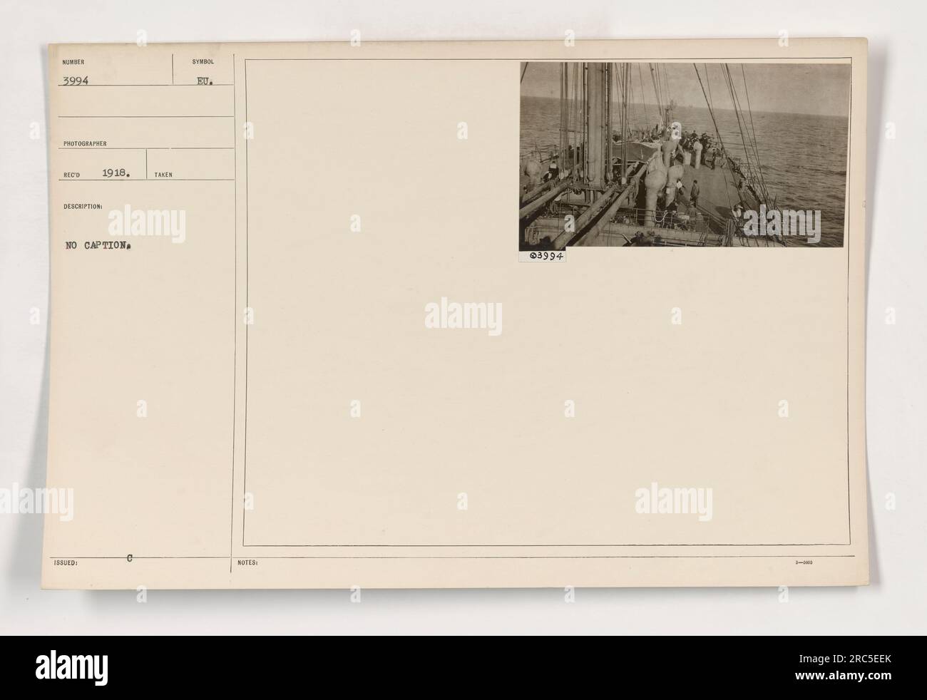 Men aboard a ship's deck during World War I. Photographed in 1918 by ...