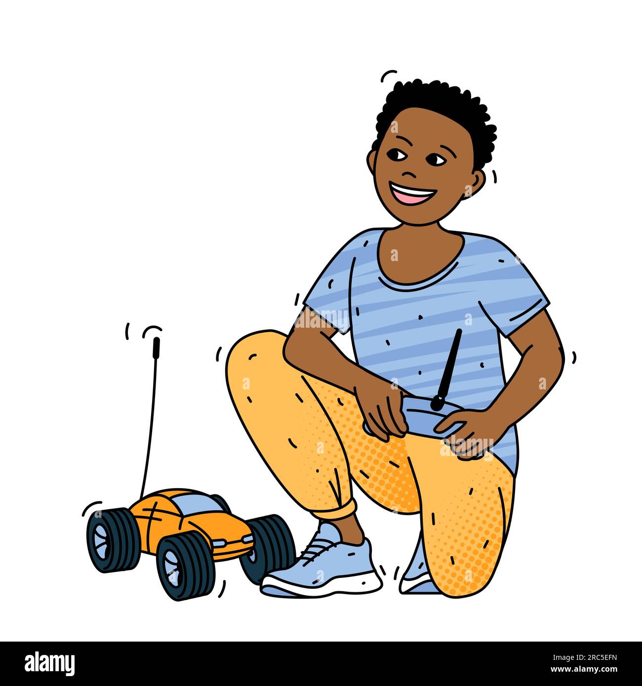 Boy playing with a remote-controlled car Stock Vector Image & Art - Alamy