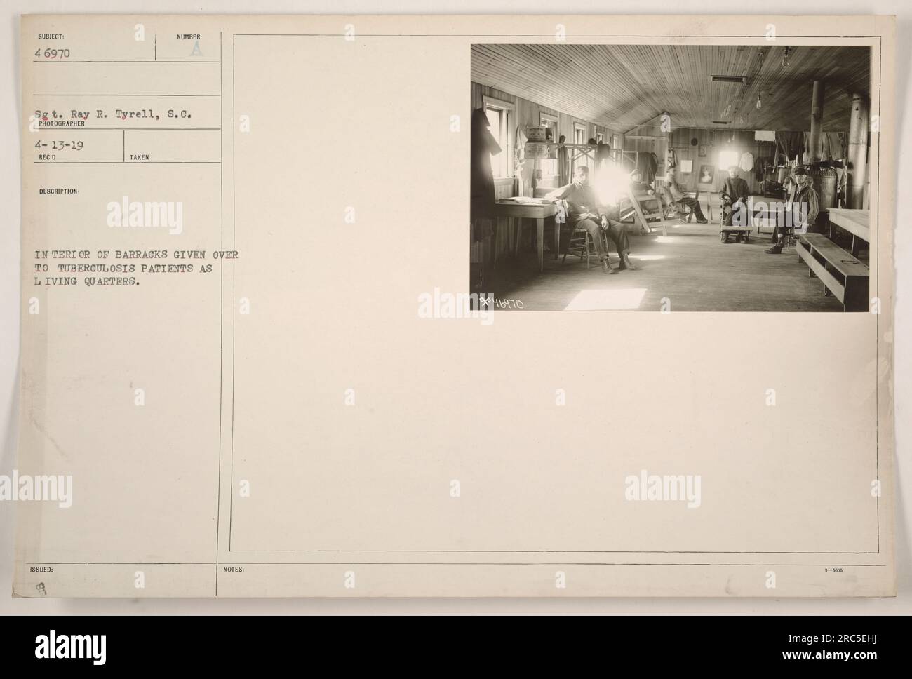 Interior of military barracks serving as living quarters for ...