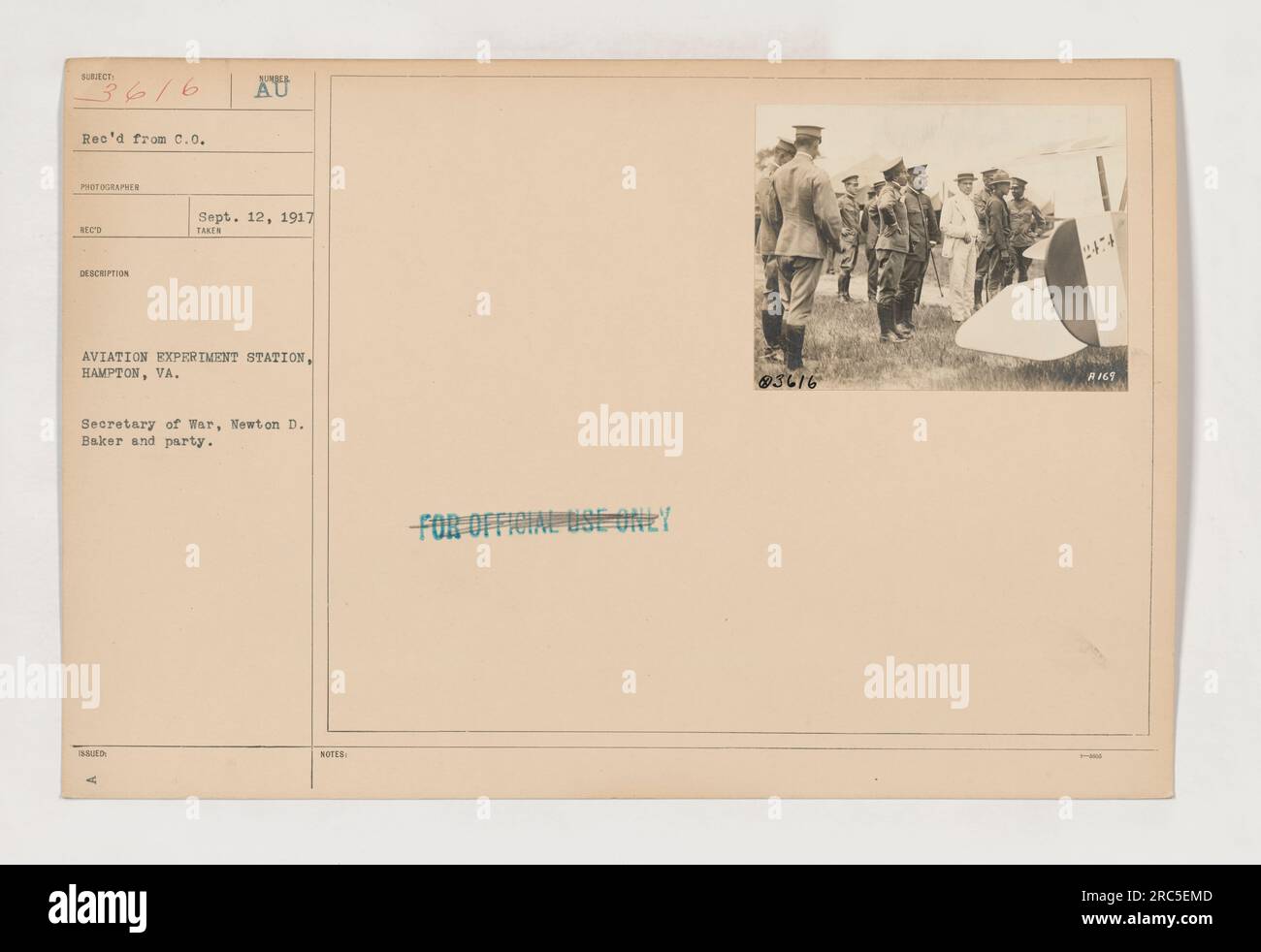 Image: The photograph shows Secretary of War, Newton D. Baker, visiting ...