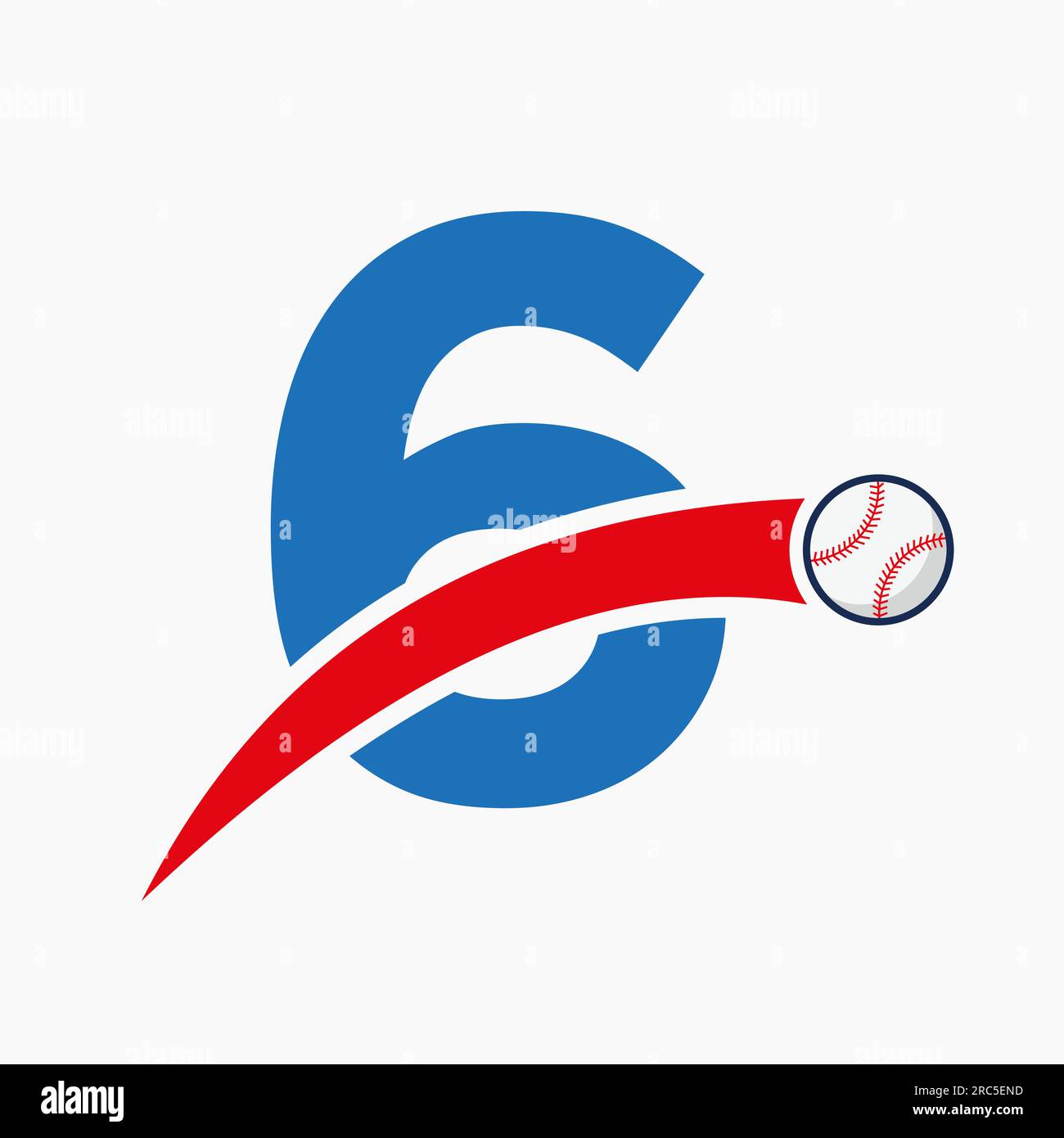 Baseball Logo On Letter 6 With Moving Baseball Icon. Baseball Logotype ...