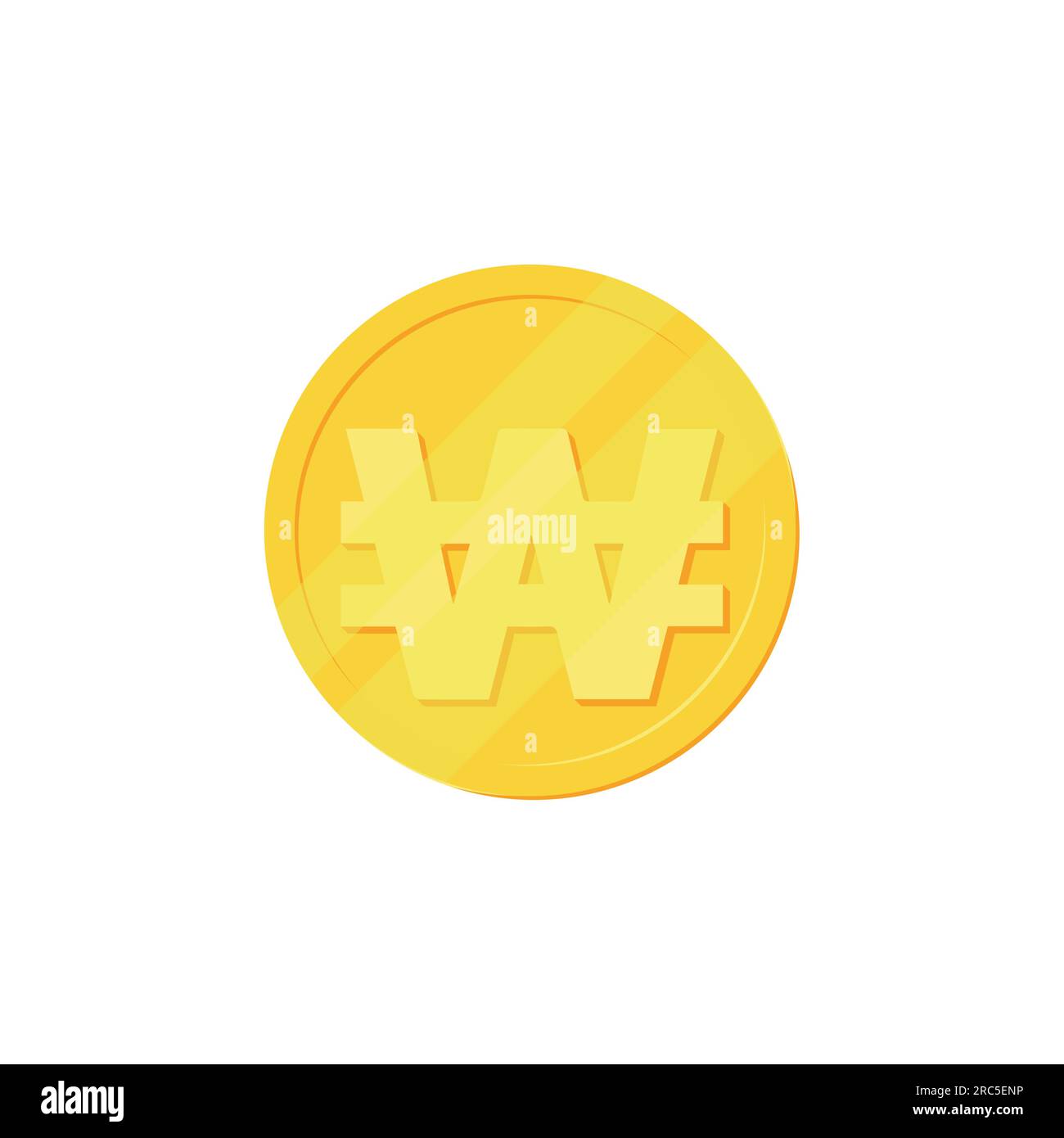 Golden South Korean Won Coin Isolated On White Background South Korea Stock Vector Image And Art
