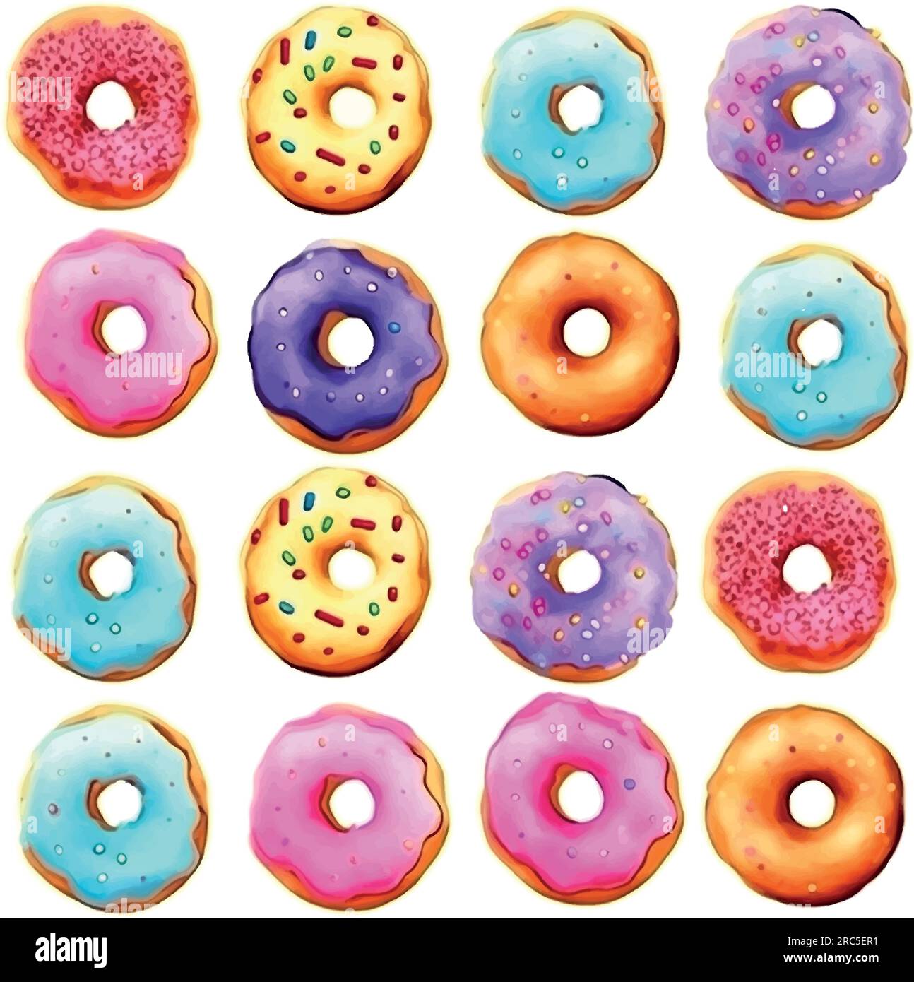 Sketch with donut pattern watercolor. Fashion style pattern. Seamless ...
