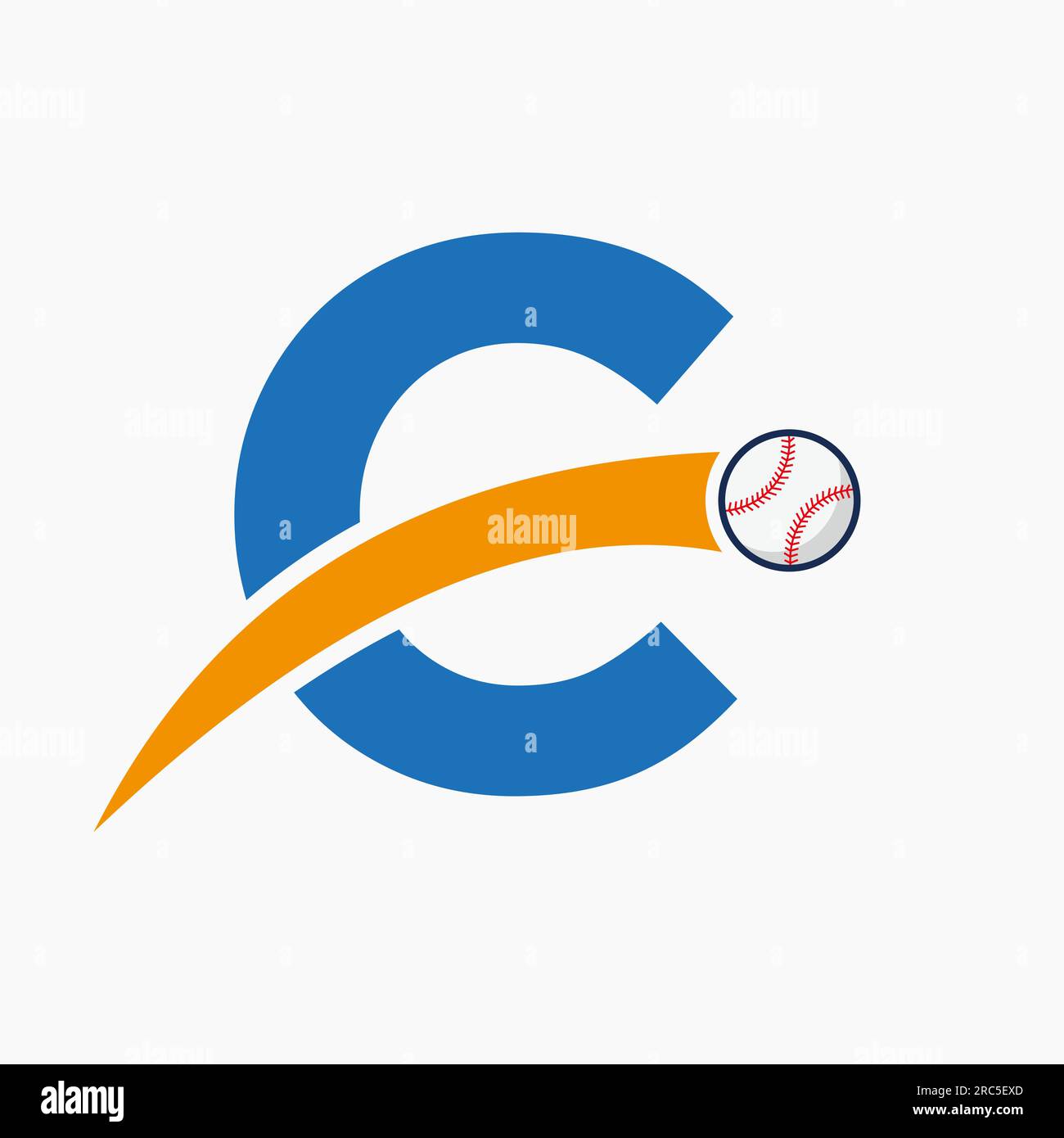 Baseball Logo On Letter C With Moving Baseball Icon. Baseball Logotype ...