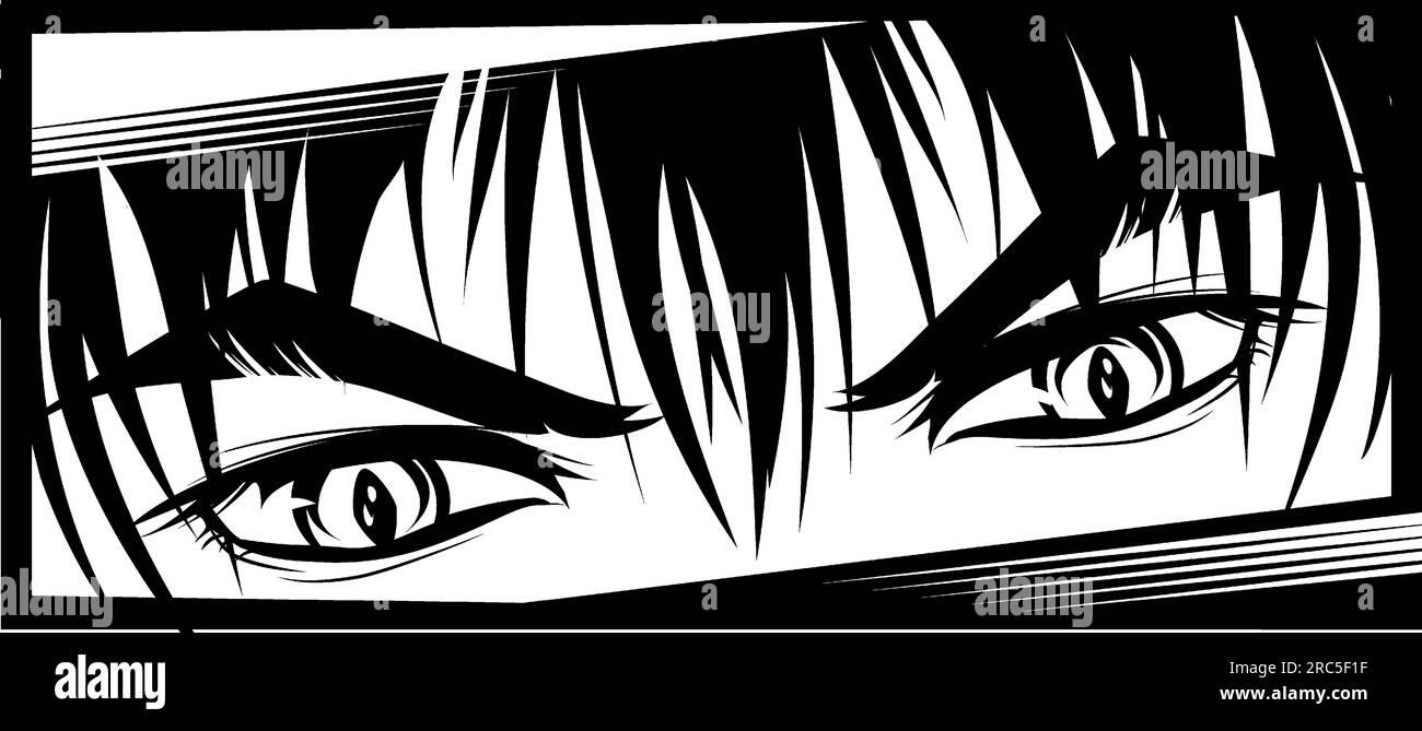 Furious look of a man in manga and anime style. Vector image Stock ...