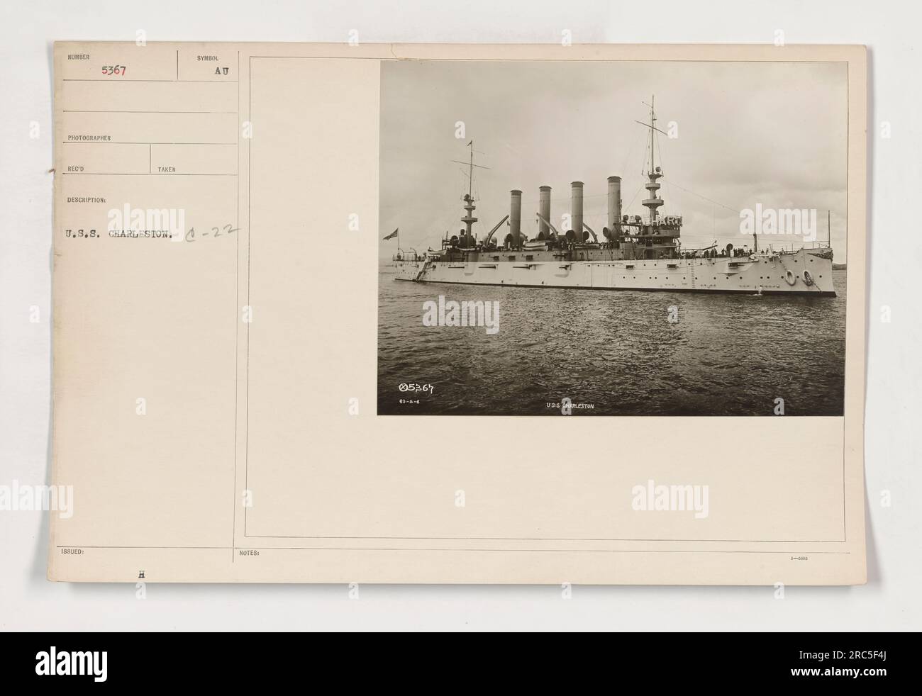 U.S.S. Charleston on a military operation during World War I. The ...