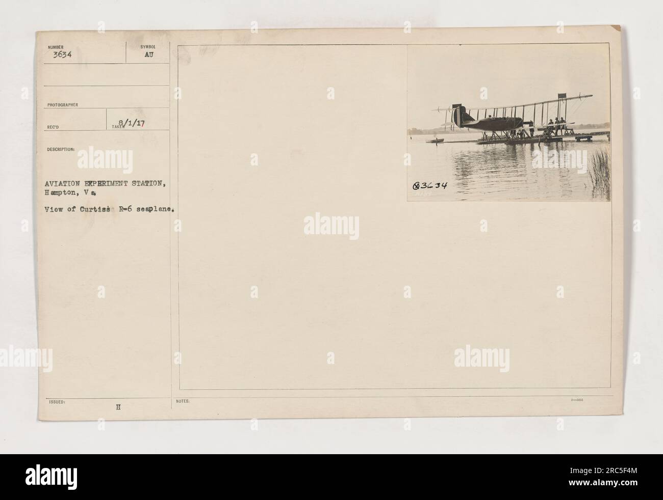 Curtiss R-6 seaplane at the Aviation Experiment Station in Hampton ...
