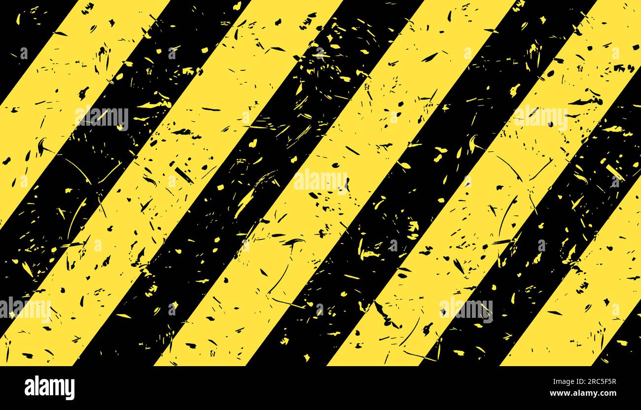 Grunge yellow and black diagonal stripes, warning background. Vector ...