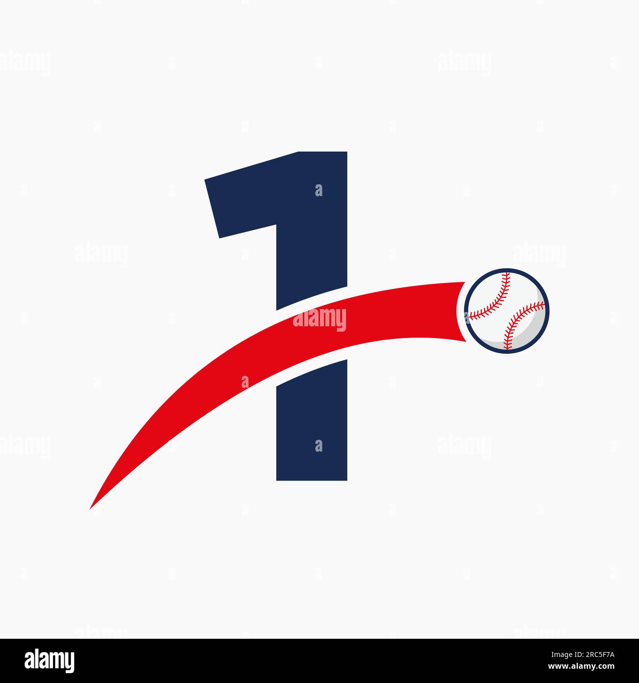 Baseball Logo On Letter 1 With Moving Baseball Icon. Baseball Logotype ...