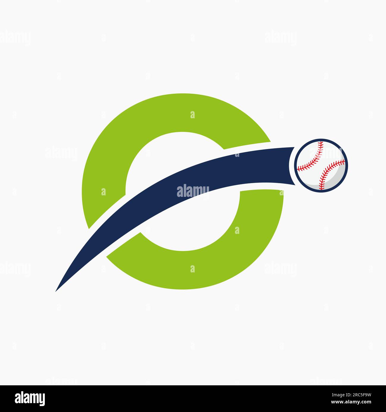 Baseball Logo On Letter O With Moving Baseball Icon. Baseball Logotype ...