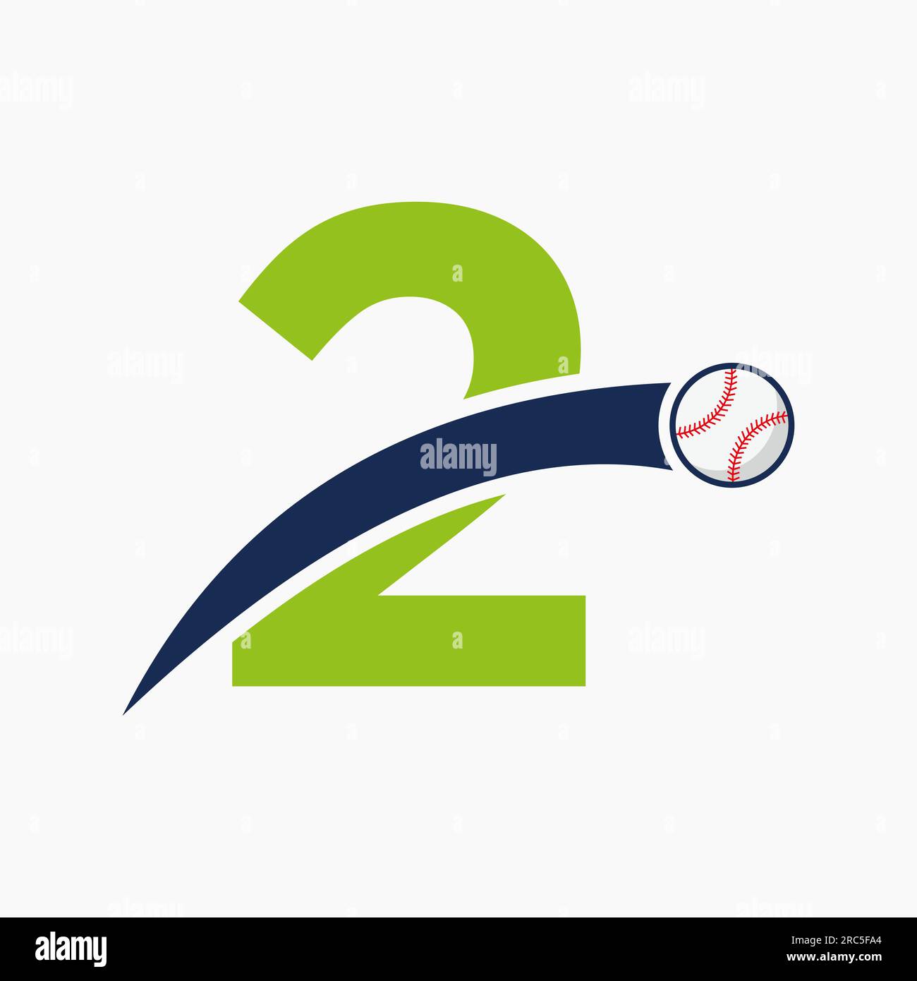 Baseball Logo On Letter 2 With Moving Baseball Icon. Baseball Logotype ...