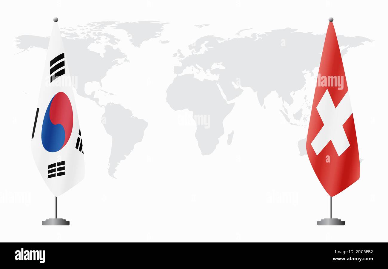South Korea and Switzerland flags for official meeting against ...