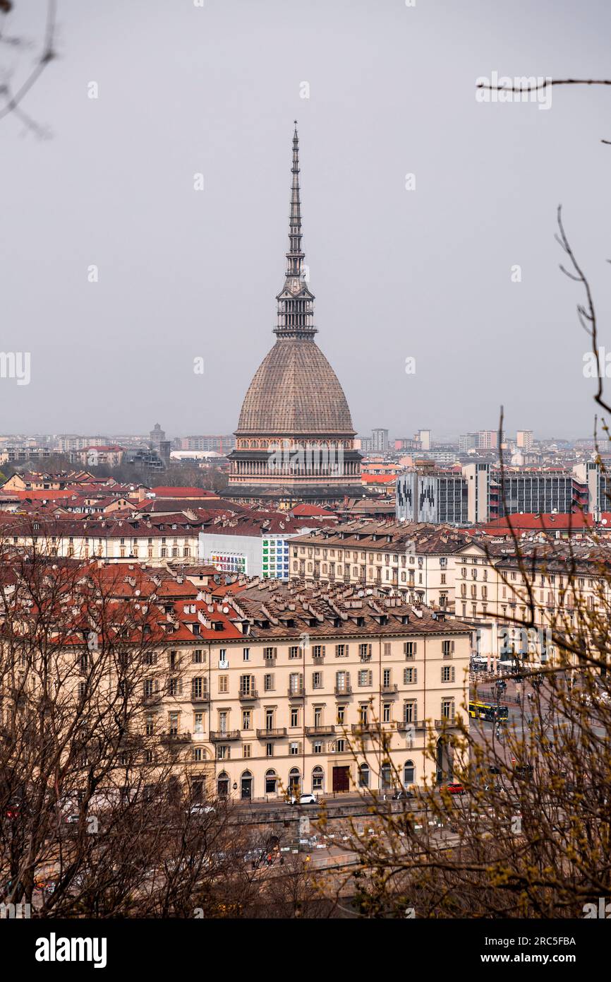 Turin, Italy - March 27, 2022: Aerial view of the Italian city of Turin ...