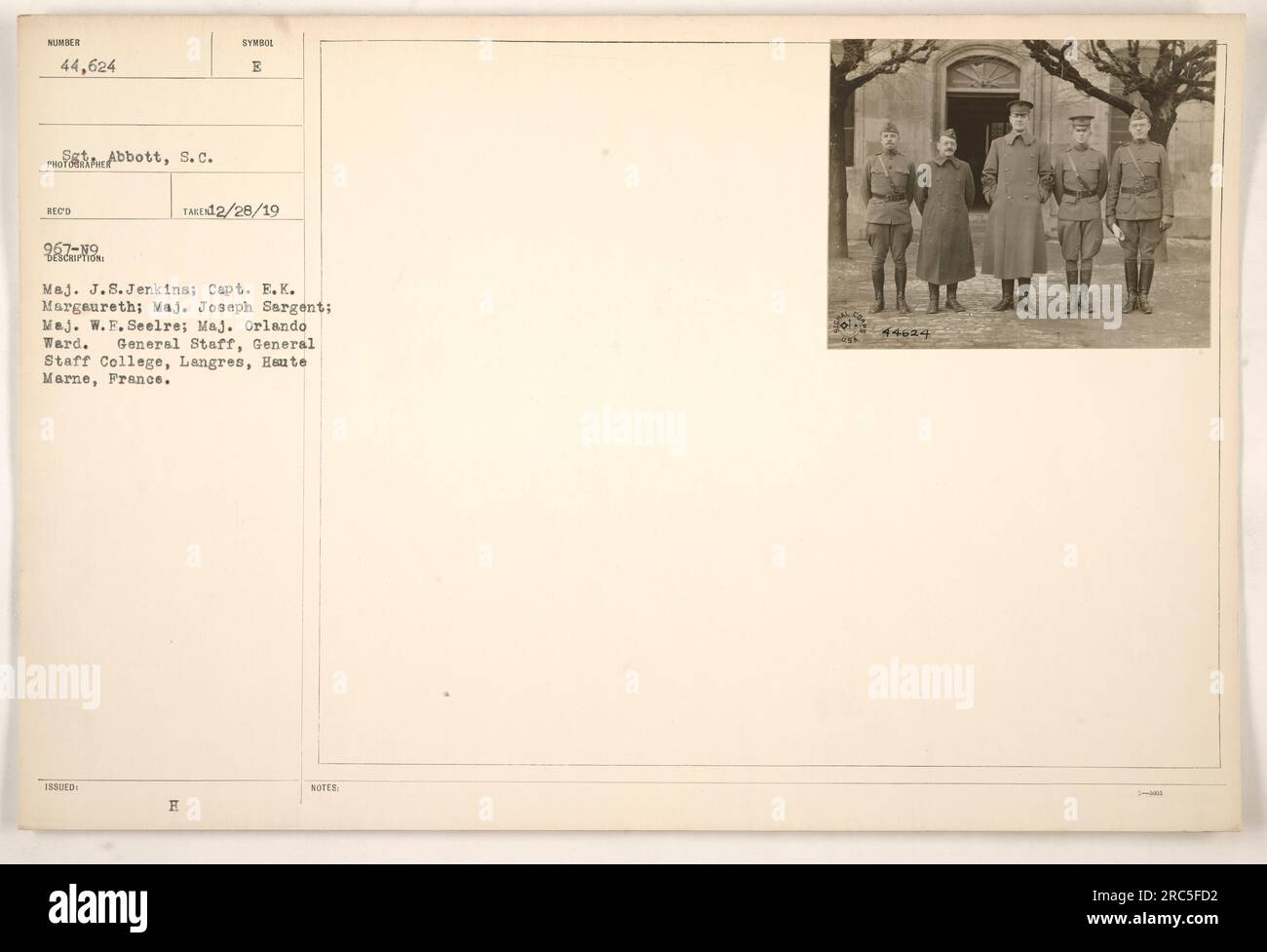 Maj. J.S. Jenkins, Capt. E.K. Margeureth, Maj. Joseph Sargent, Mej. W.E ...