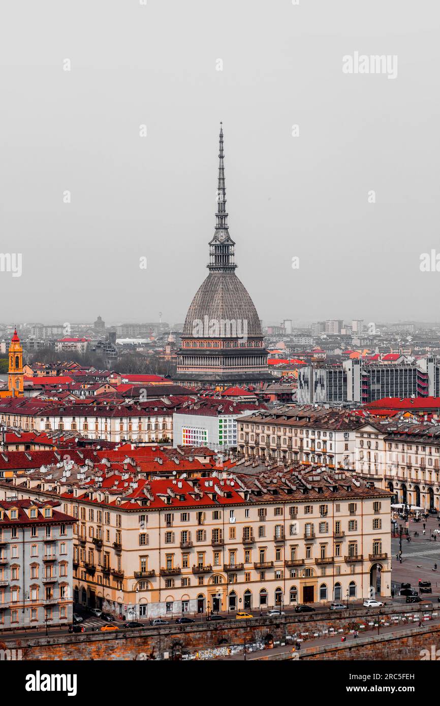 Turin, Italy - March 27, 2022: Aerial view of the Italian city of Turin ...