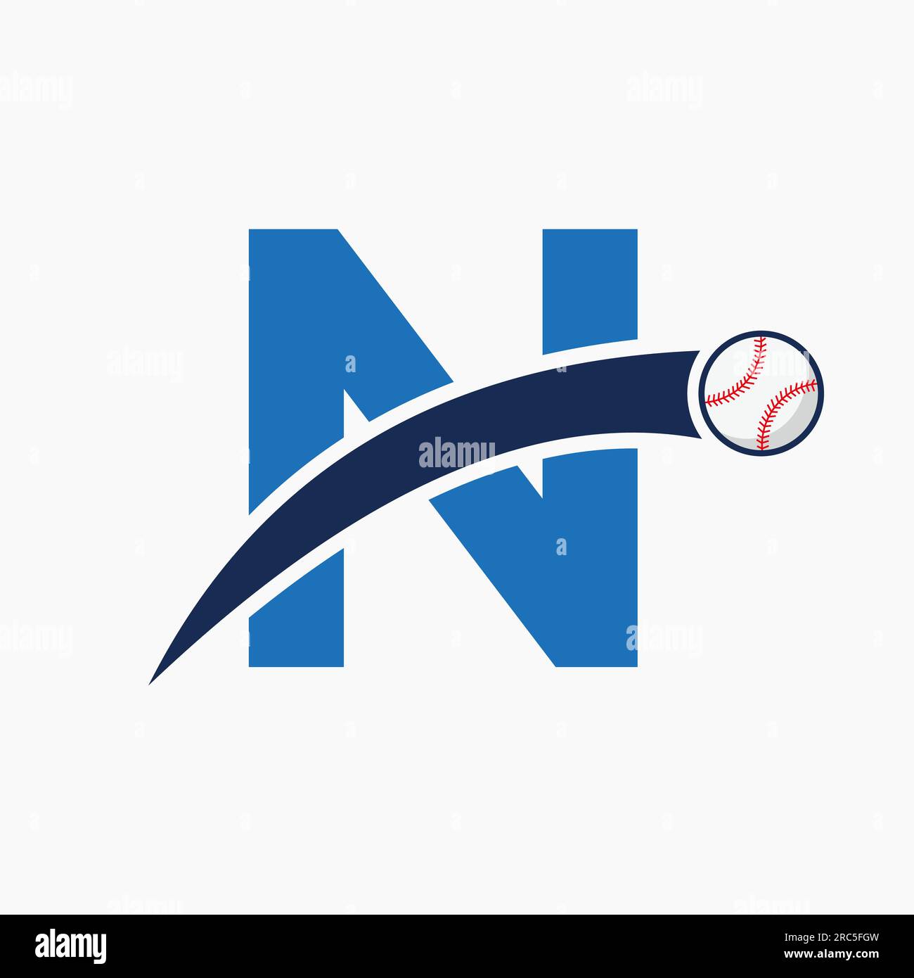 Baseball Logo On Letter N With Moving Baseball Icon. Baseball Logotype ...