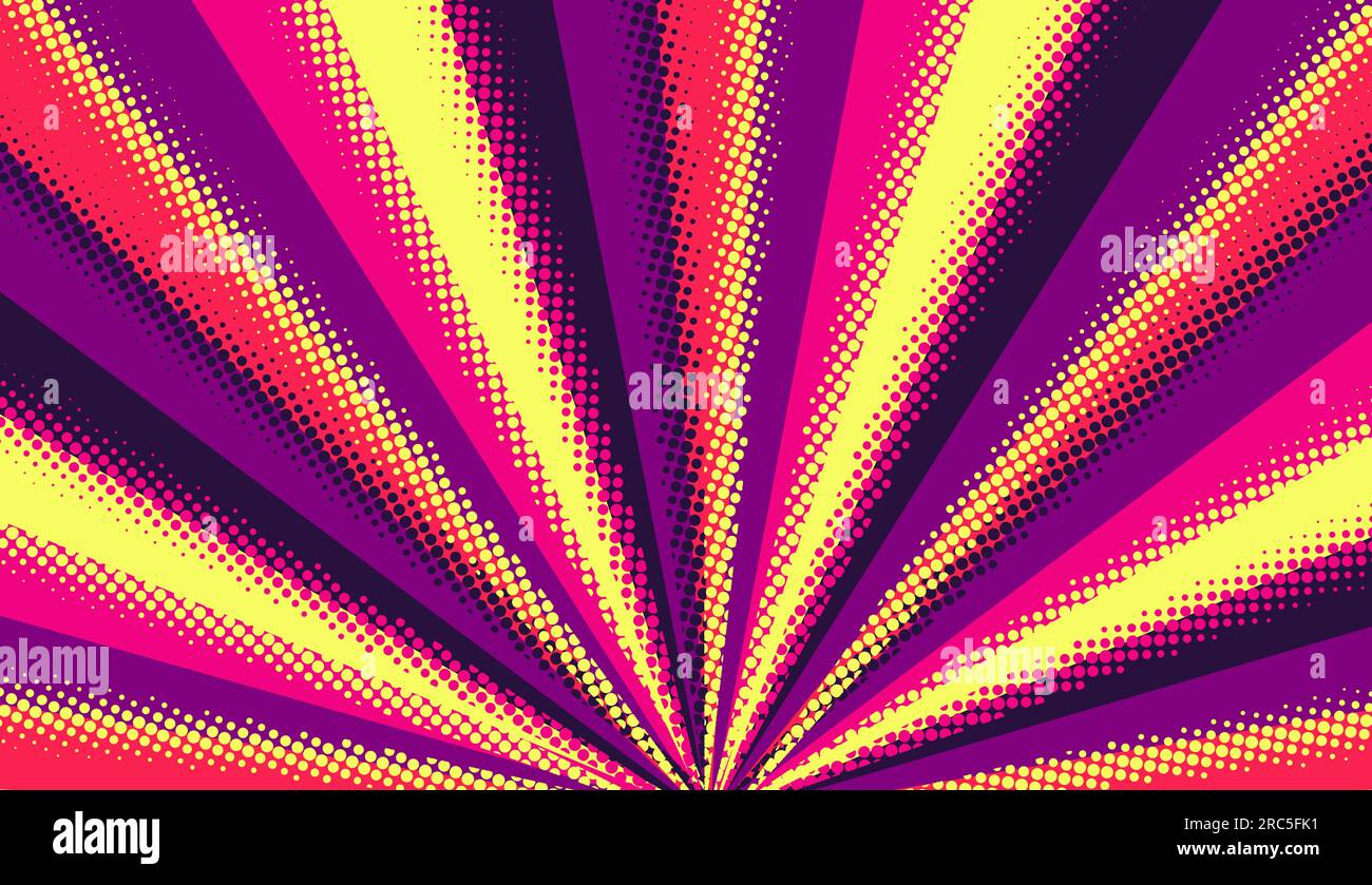 Purplish-yellow crimson background of rays of light with a halftone ...