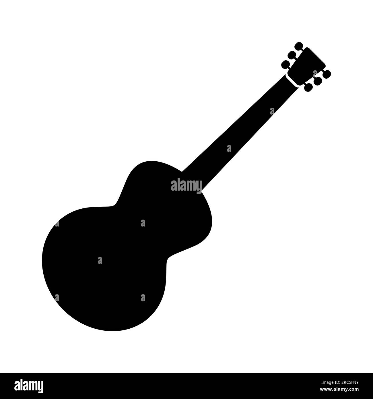 Six string acoustic guitar simple silhouette icon. Flat vector ...