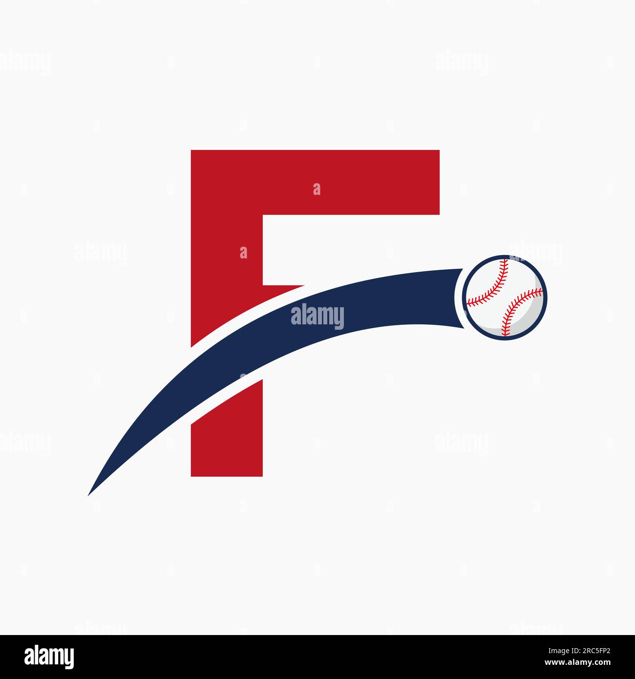 Baseball Logo On Letter F With Moving Baseball Icon. Baseball Logotype ...