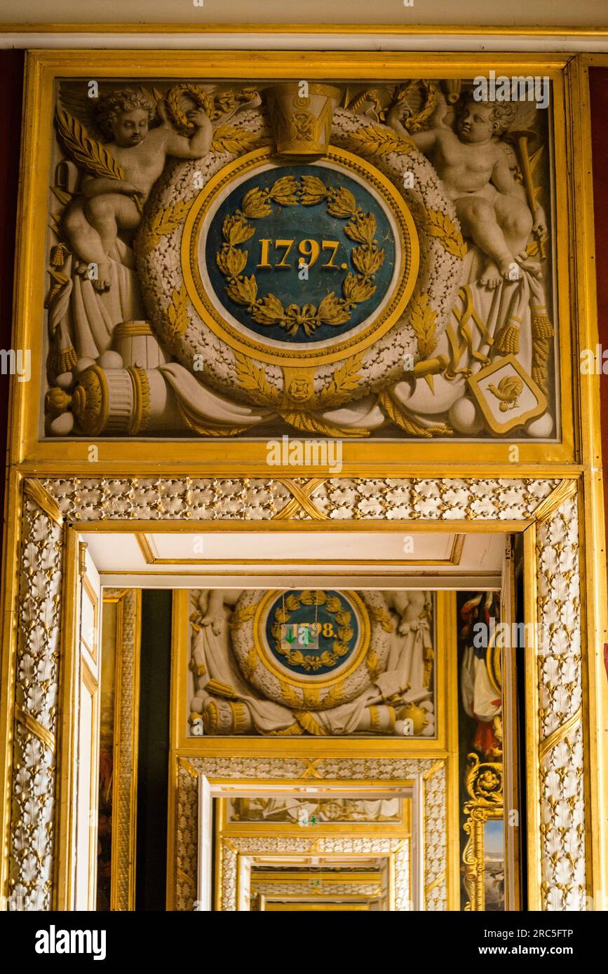 Series of doors, Palace of Versailles, Château de Versailles, a former ...