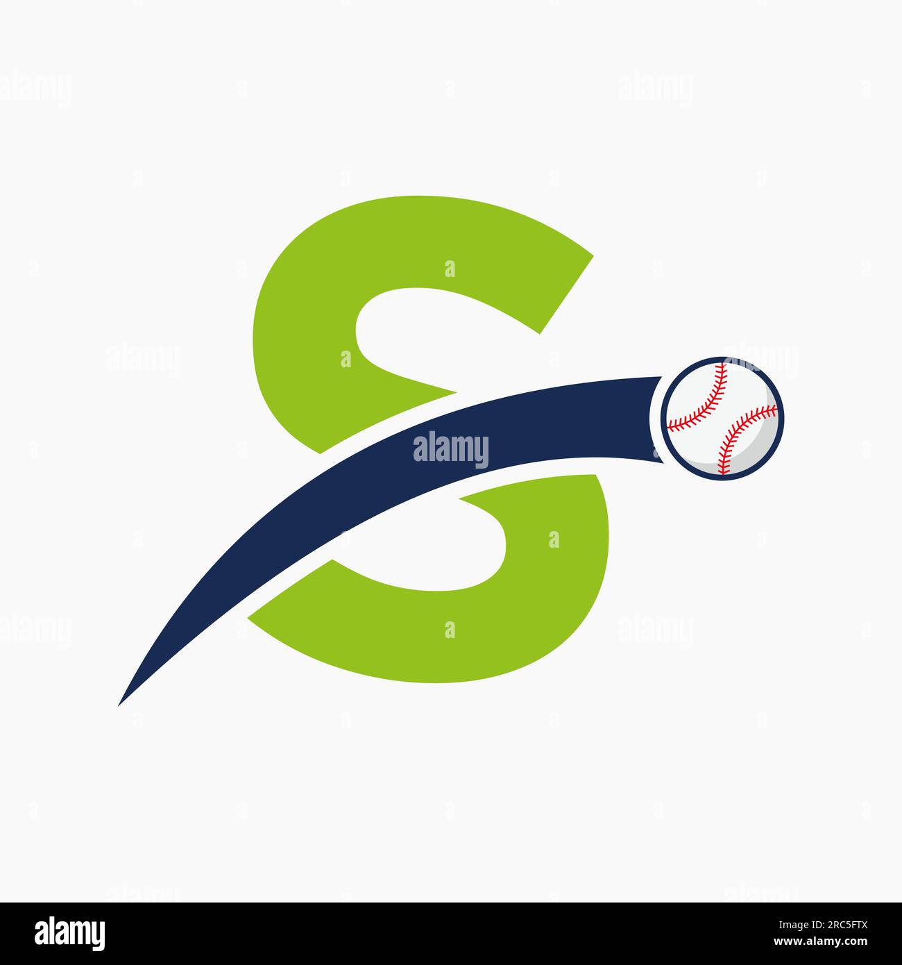 Baseball Logo On Letter S With Moving Baseball Icon. Baseball Logotype ...