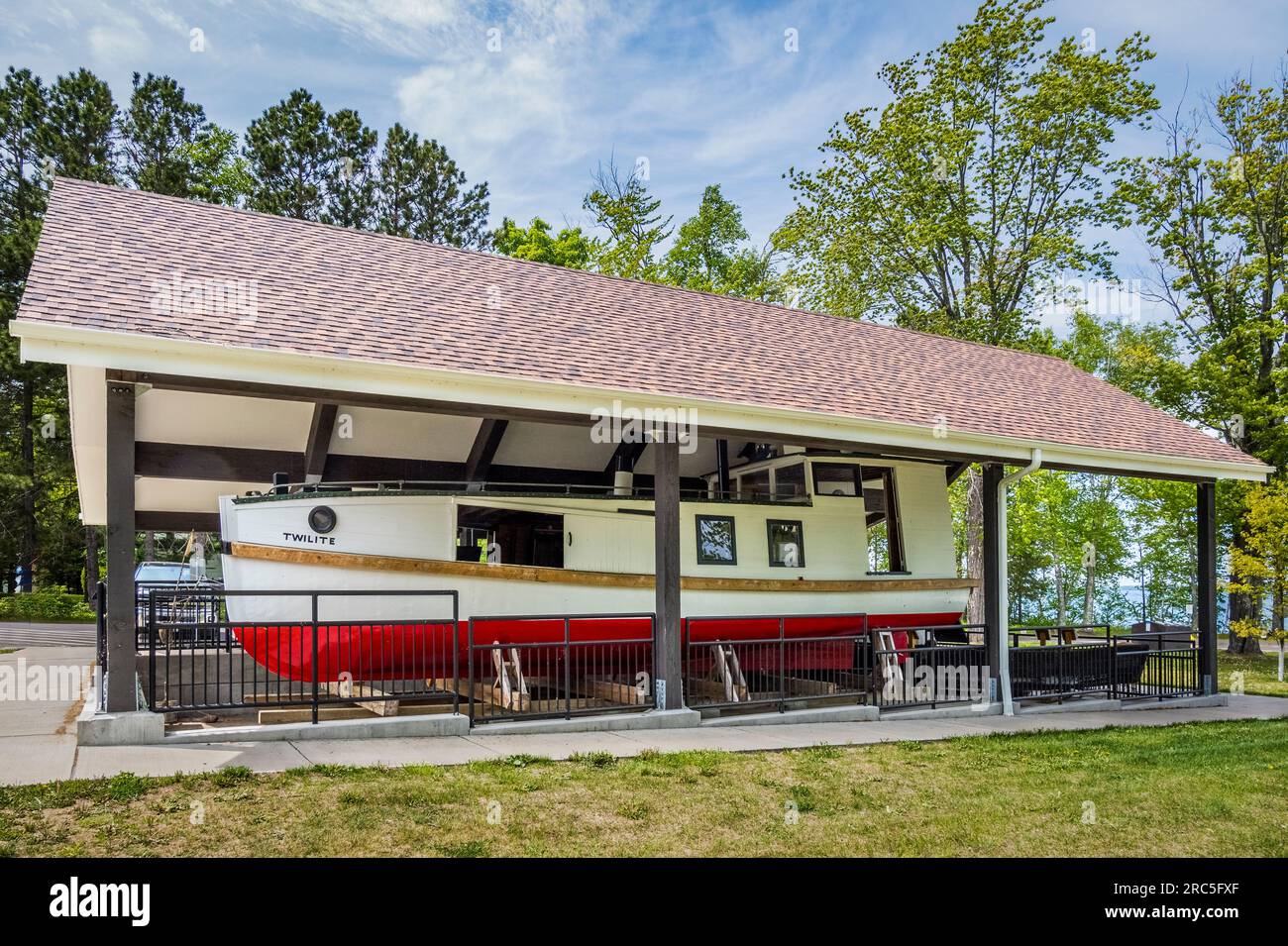 The restored Twilite fish tug at Little Sand Bay Park part of the ...
