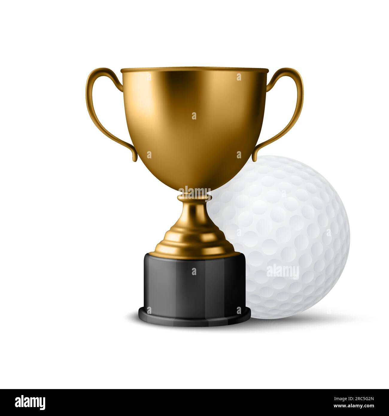 Realistic Vector 3d Golden Champion Cup Icon with Golf Ball Set ...