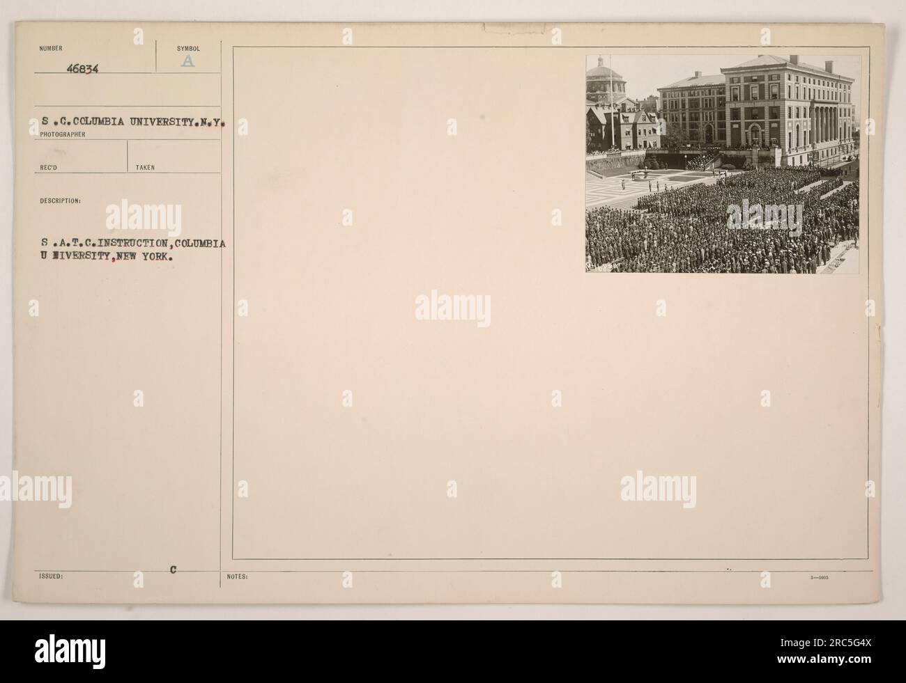 S.COLUMBIA UNIVERSITY.N.Y. PHOTOGRAPHER RECO DESCRIPTION: A soldier ...