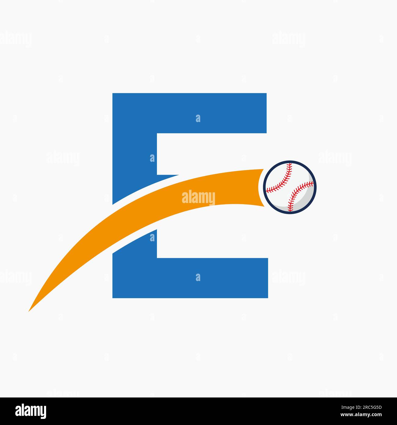 Baseball Logo On Letter E With Moving Baseball Icon. Baseball Logotype ...