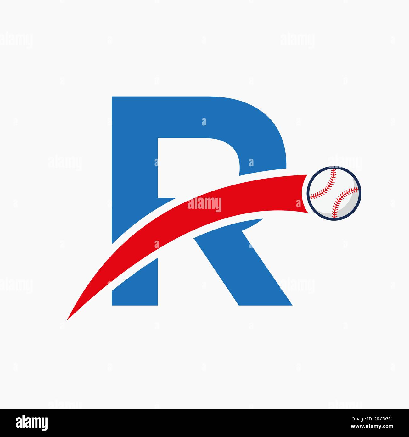 Baseball Logo On Letter R With Moving Baseball Icon. Baseball Logotype ...