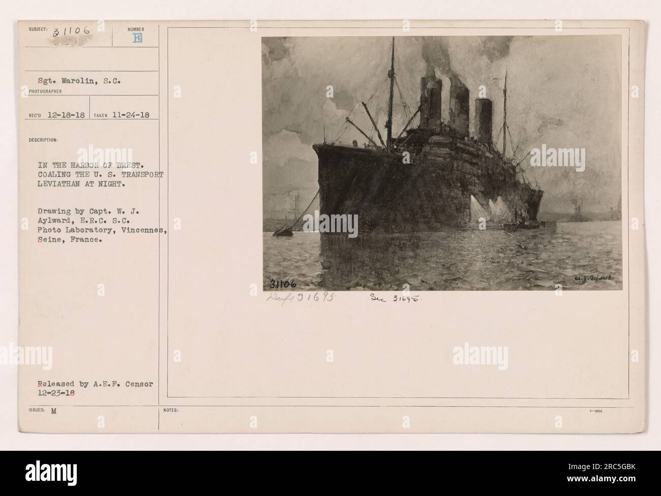 "U.S. soldiers coaling the U.S. Transport Leviathan at night in the ...