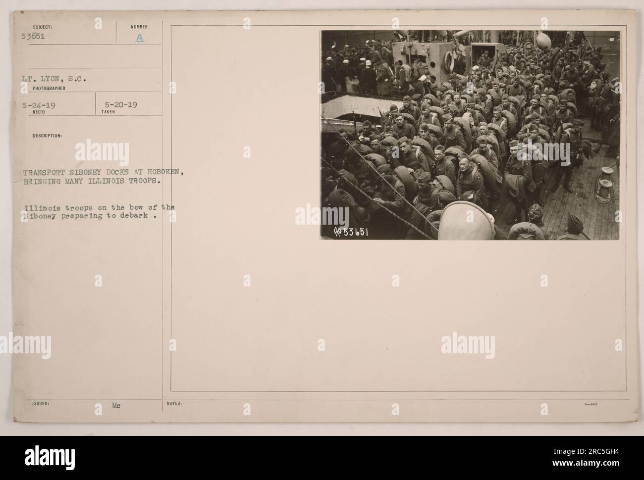 Illinois troops aboard the Transport Siboney at Hoboken, preparing to ...