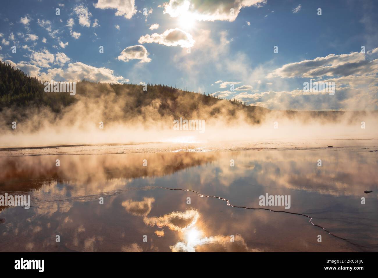 Sun and Steam at Grand Prismatic Spring | Yellowstone National Park ...