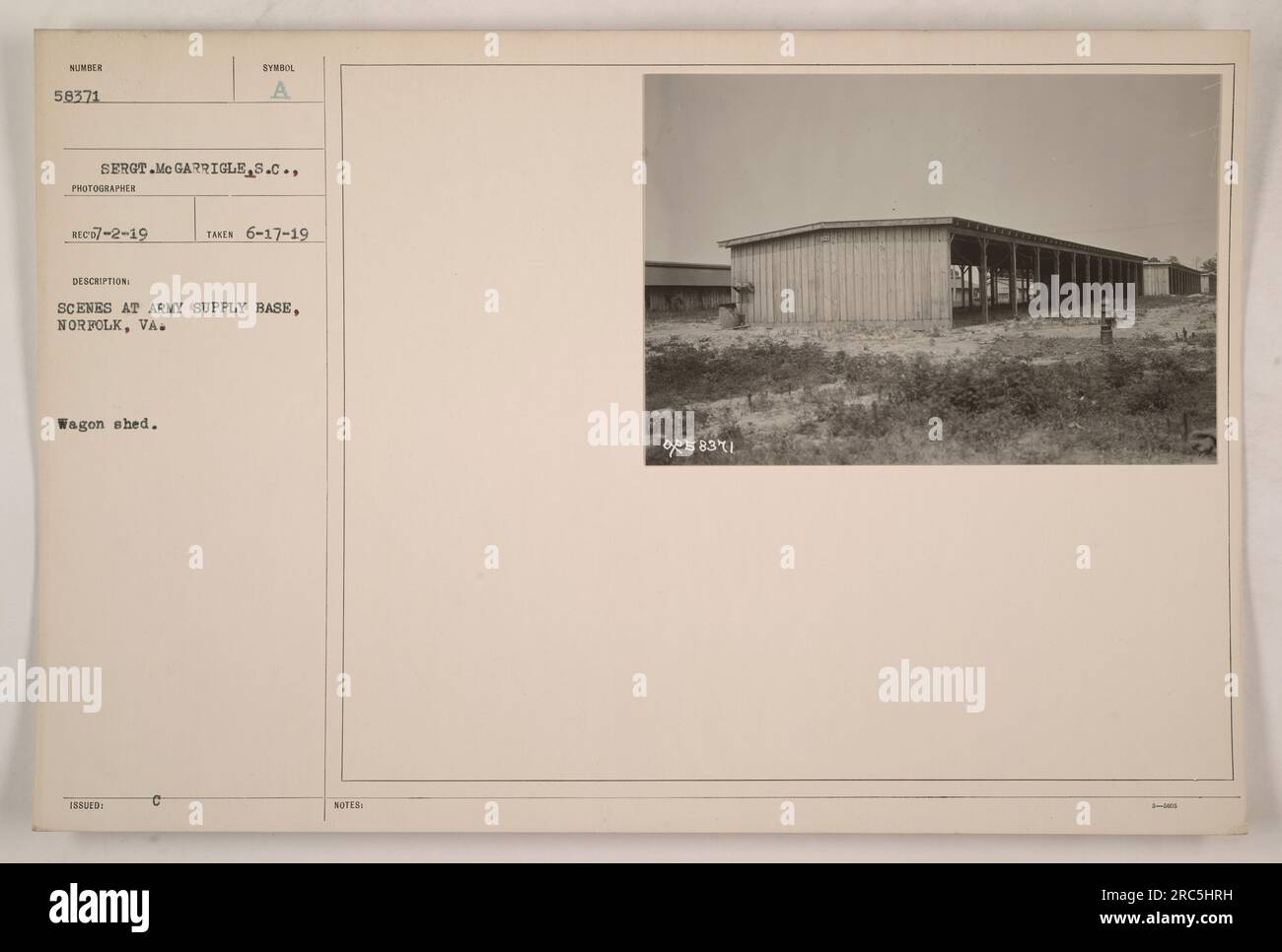 A wagon shed at the Army Supply Base in Norfolk, Virginia. The ...