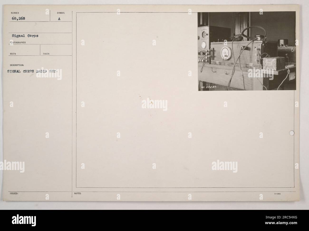 A Signal Corps radio set, known as SUMBER 68,268, is shown in this ...