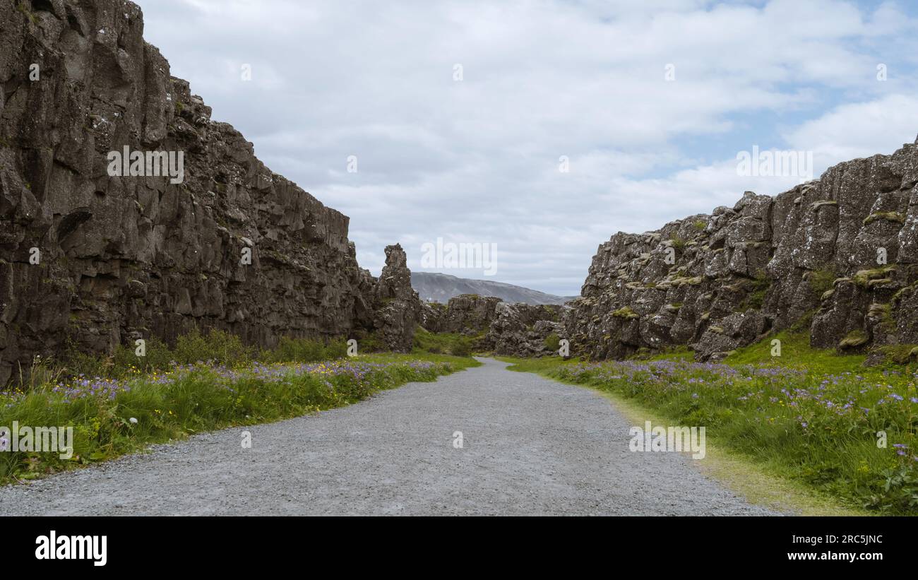 Beautiful nature in Iceland. Scenic Icelandic landscape at cloudy day ...