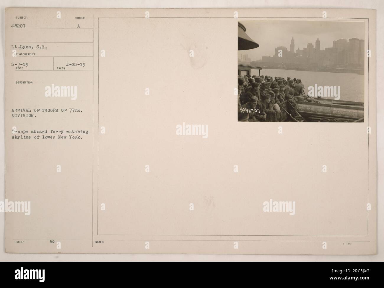 Troops of the 77th Division arrive in lower New York. In this ...