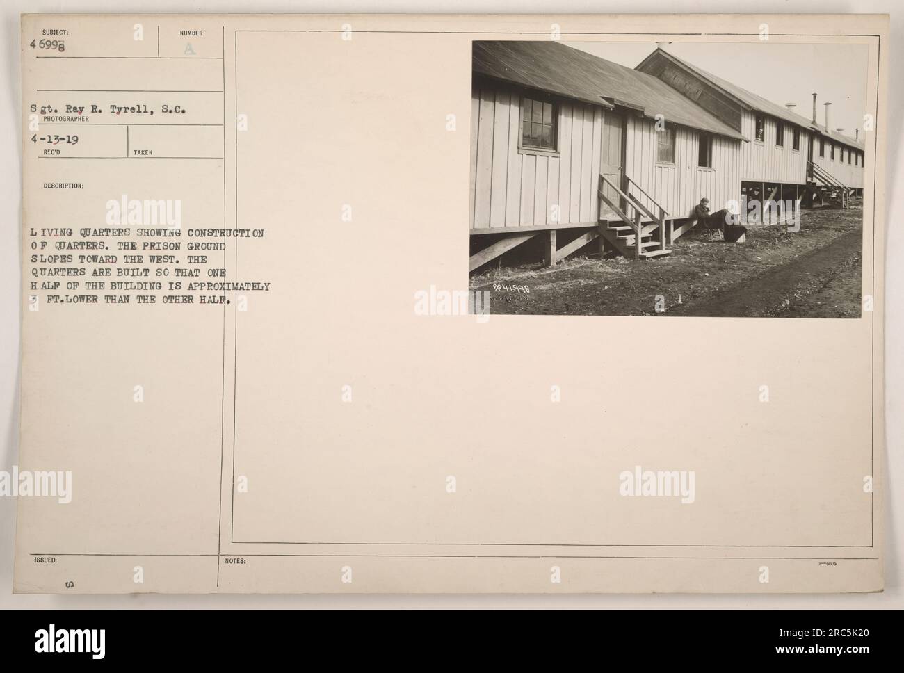"Photograph of living quarters under construction, showing the uneven ...