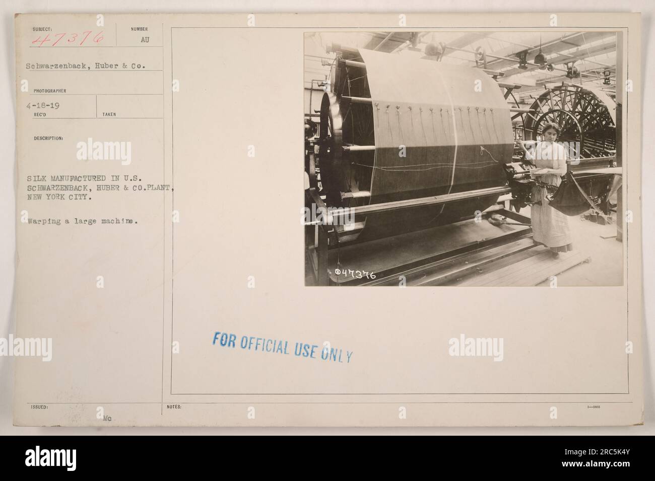 Caption: Silk being manufactured at the Schwarzenback, Huber & Co ...