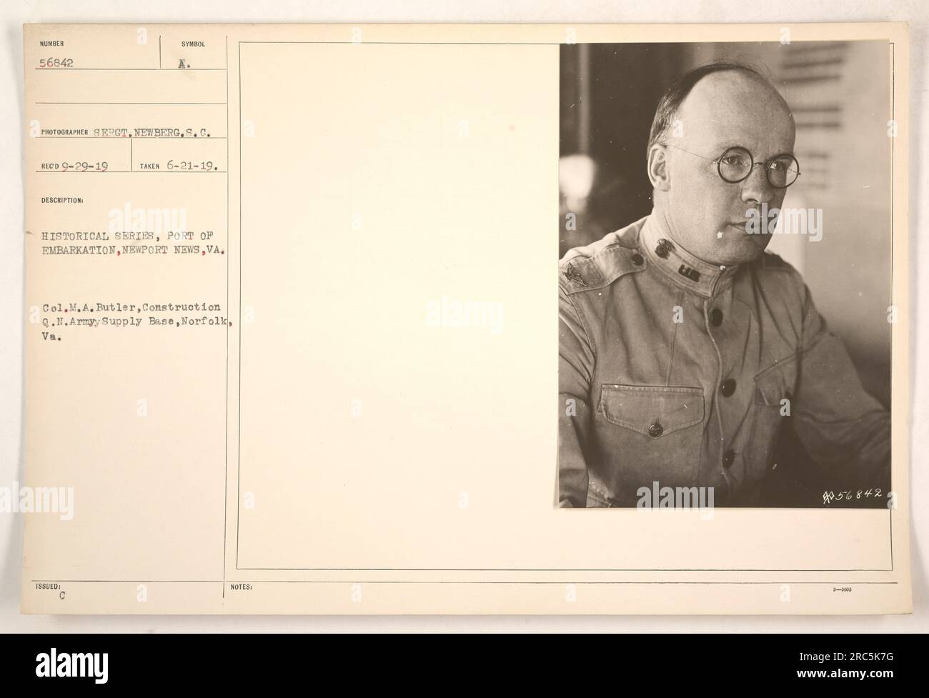 Colonel M.A. Butler oversees construction at the Army Supply Base in ...